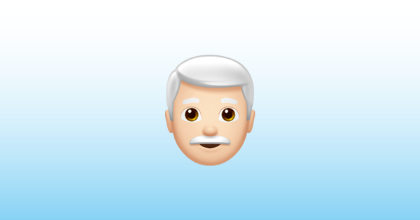 Man: Light Skin Tone, White Hair Emoji 👨🏻‍🦳