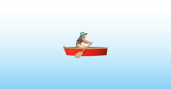 Man Rowing Boat: Medium-Light Skin Tone Emoji 🚣🏼‍♂️