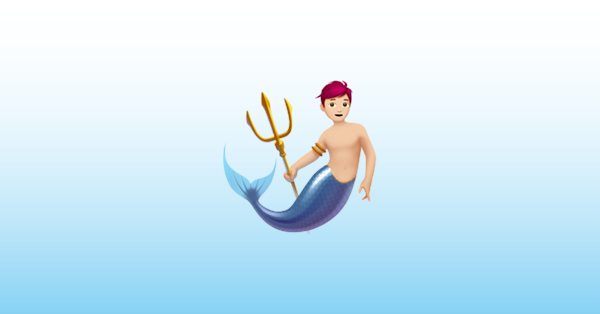 Mężczyzna syrena: karnacja jasna Emoji 🧜🏻‍♂️