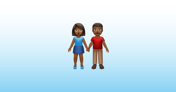 Femme et homme se tenant la main: peau mate Emoji 👫🏾