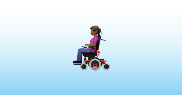 Woman in Motorized Wheelchair: Medium-Dark Skin Tone Emoji 👩🏾‍🦼